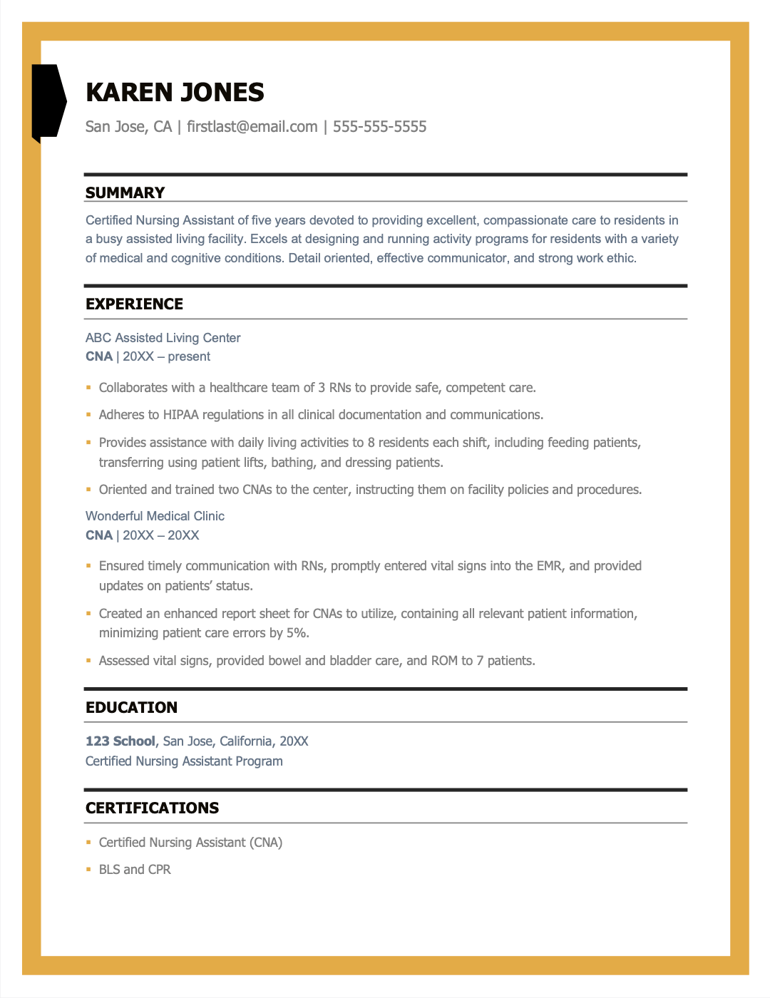 CNA Resume Writing Tips and Sample | IntelyCare